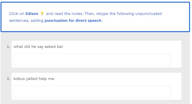 Punctuation – direct speech – Digibook